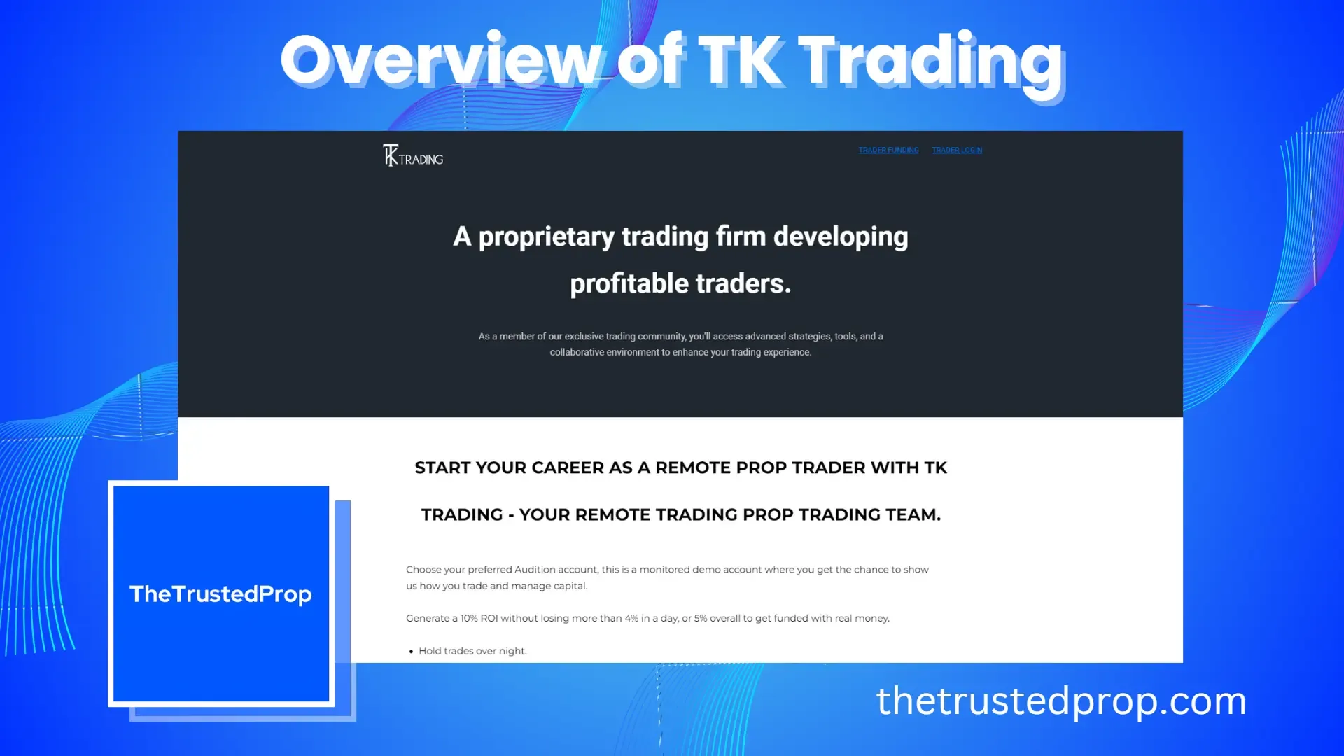 Overview of TK Trading Forex Prop Firm | The Trusted Prop